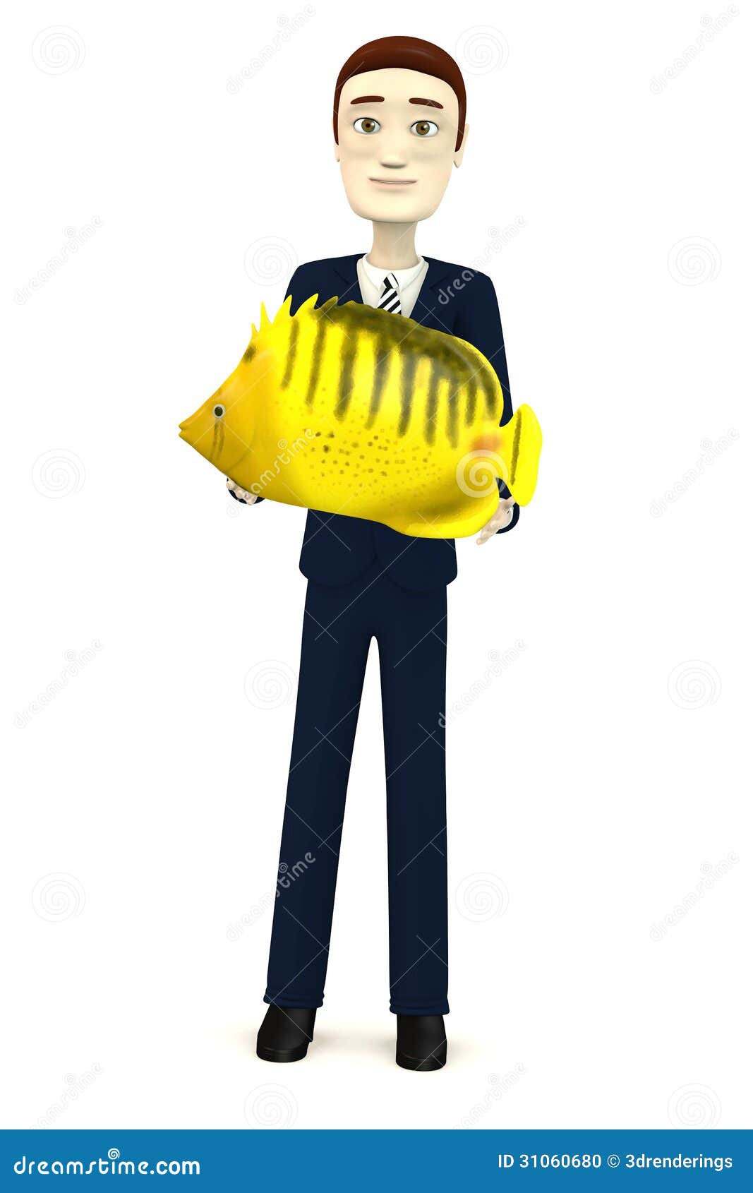 Cartoon Businessman with Fish Stock Illustration - Illustration of ...