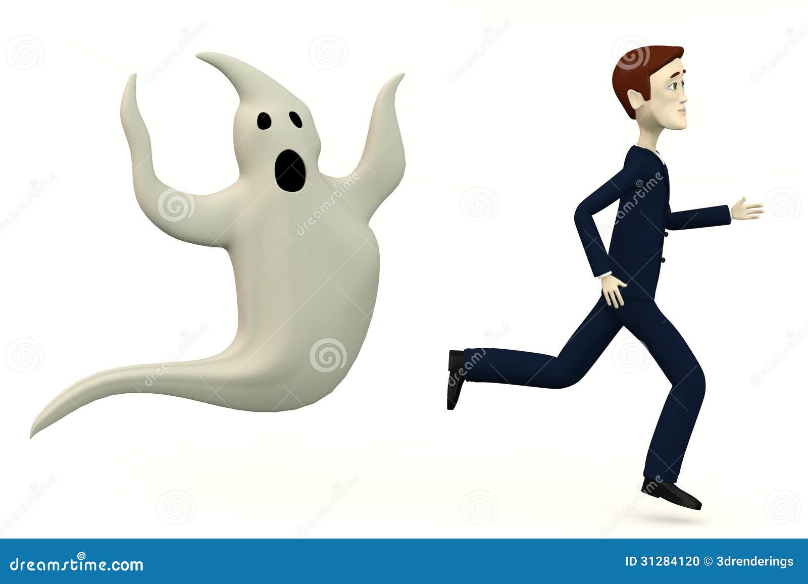 Cartoon Businessman with Ghost Stock Illustration - Illustration of ...