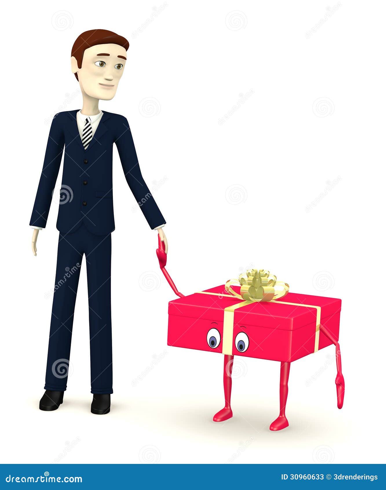 Cartoon Businessman with Gift Character Stock Illustration ...