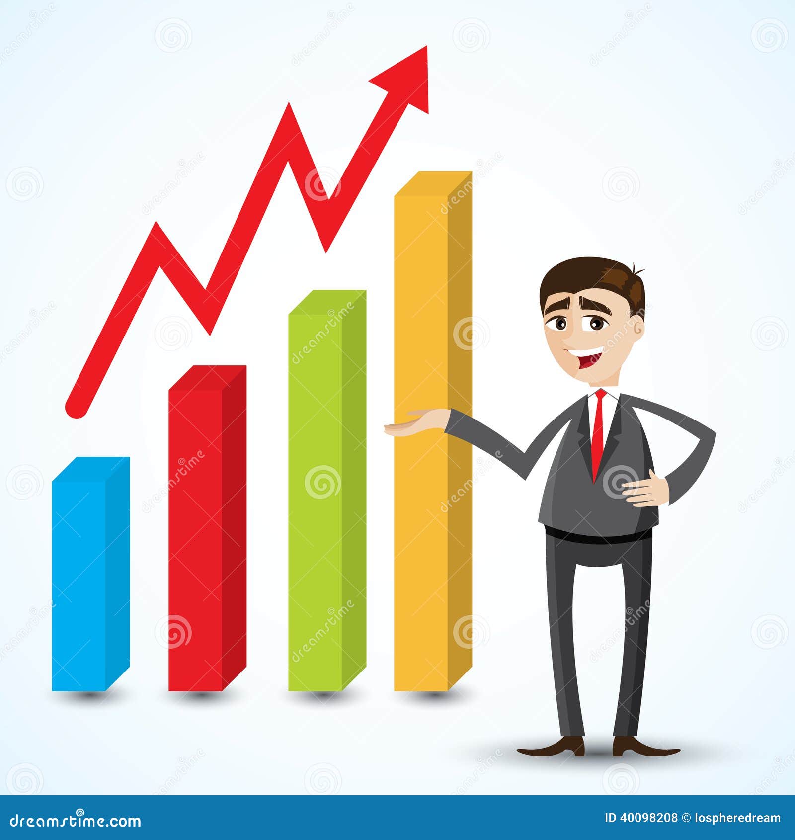 Cartoon Businessman with Growing Chart Stock Vector - Illustration of ...