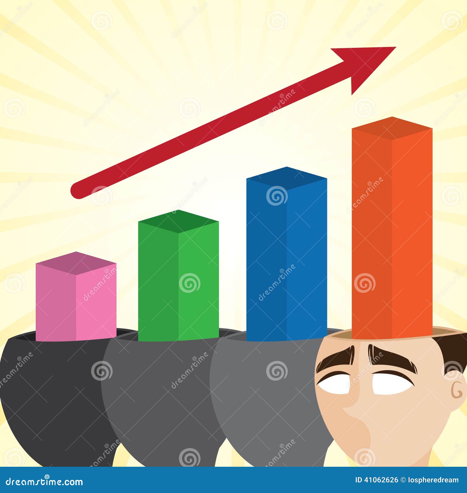Cartoon Businessman with Growing Chart Stock Vector - Illustration of ...