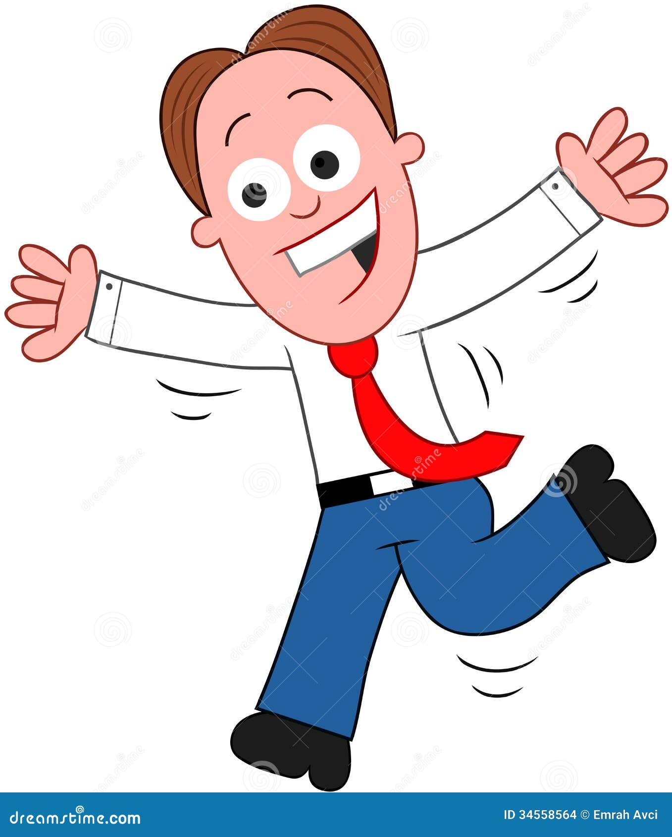 Cartoon Businessman Happy and Running. Stock Vector - Illustration of ...