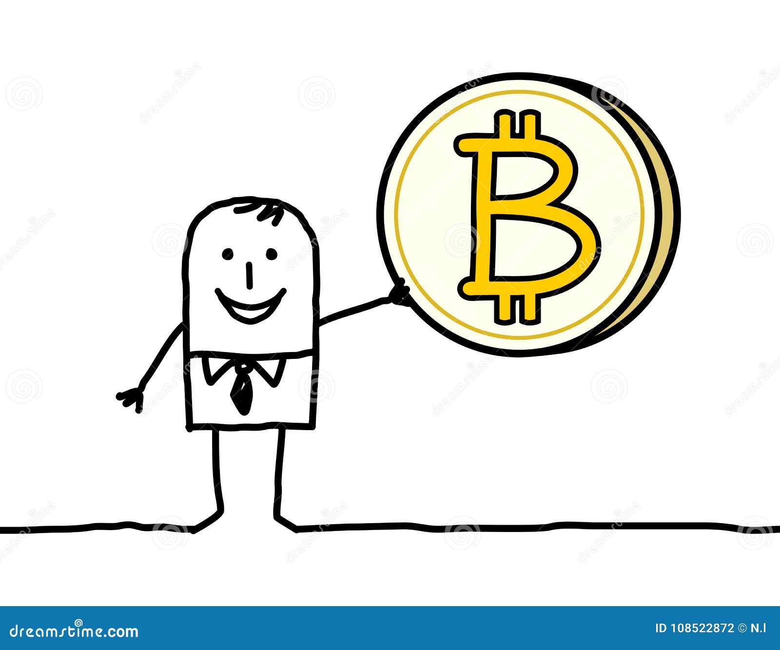 Cartoon Businessman Holding a Bitcoin Sign Stock Vector - Illustration ...