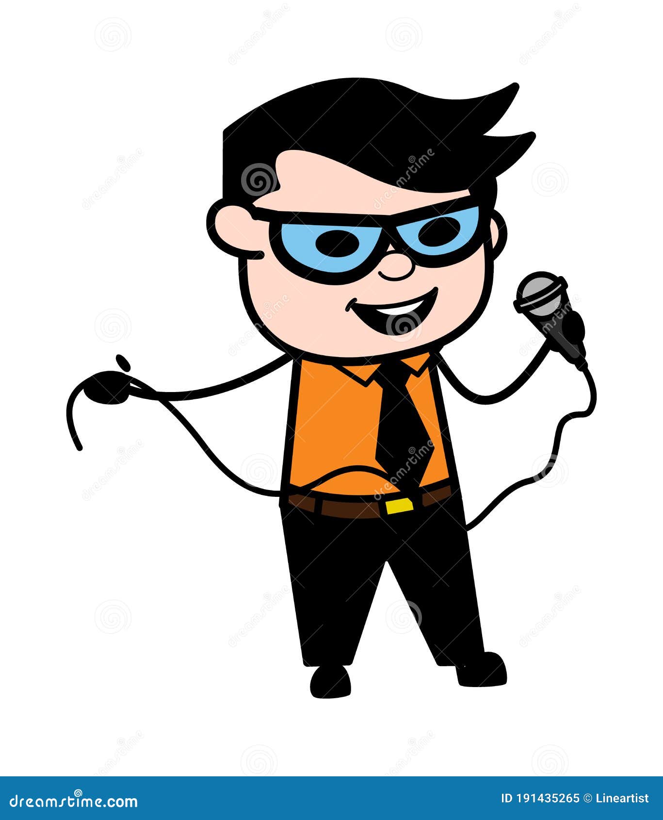 Cartoon Businessman Holding Mic Stock Vector - Illustration of speaking ...