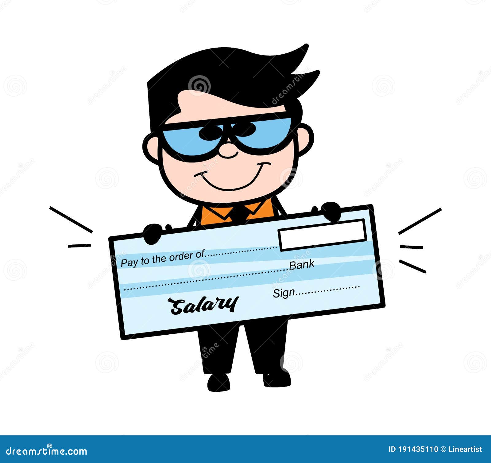 Cartoon Businessman Holding Paycheck Stock Illustration - Illustration ...
