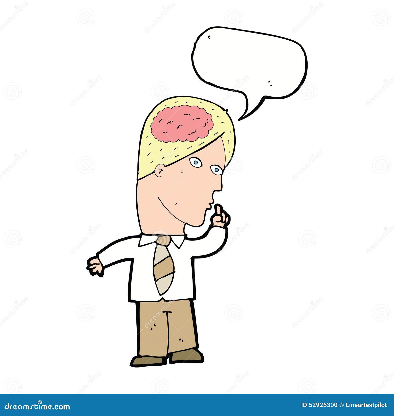 Cartoon Businessman with Huge Brain with Speech Bubble Stock ...