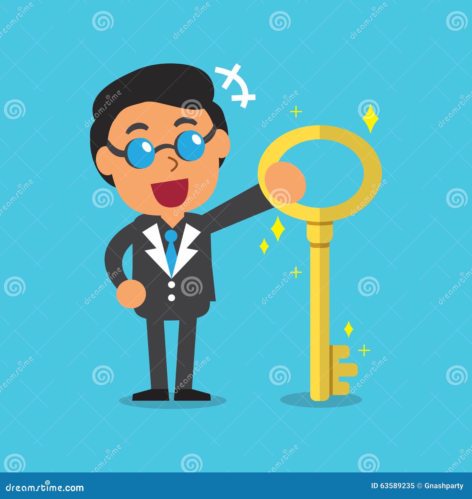 Cartoon Businessman with Key Stock Vector - Illustration of eyeglasses ...