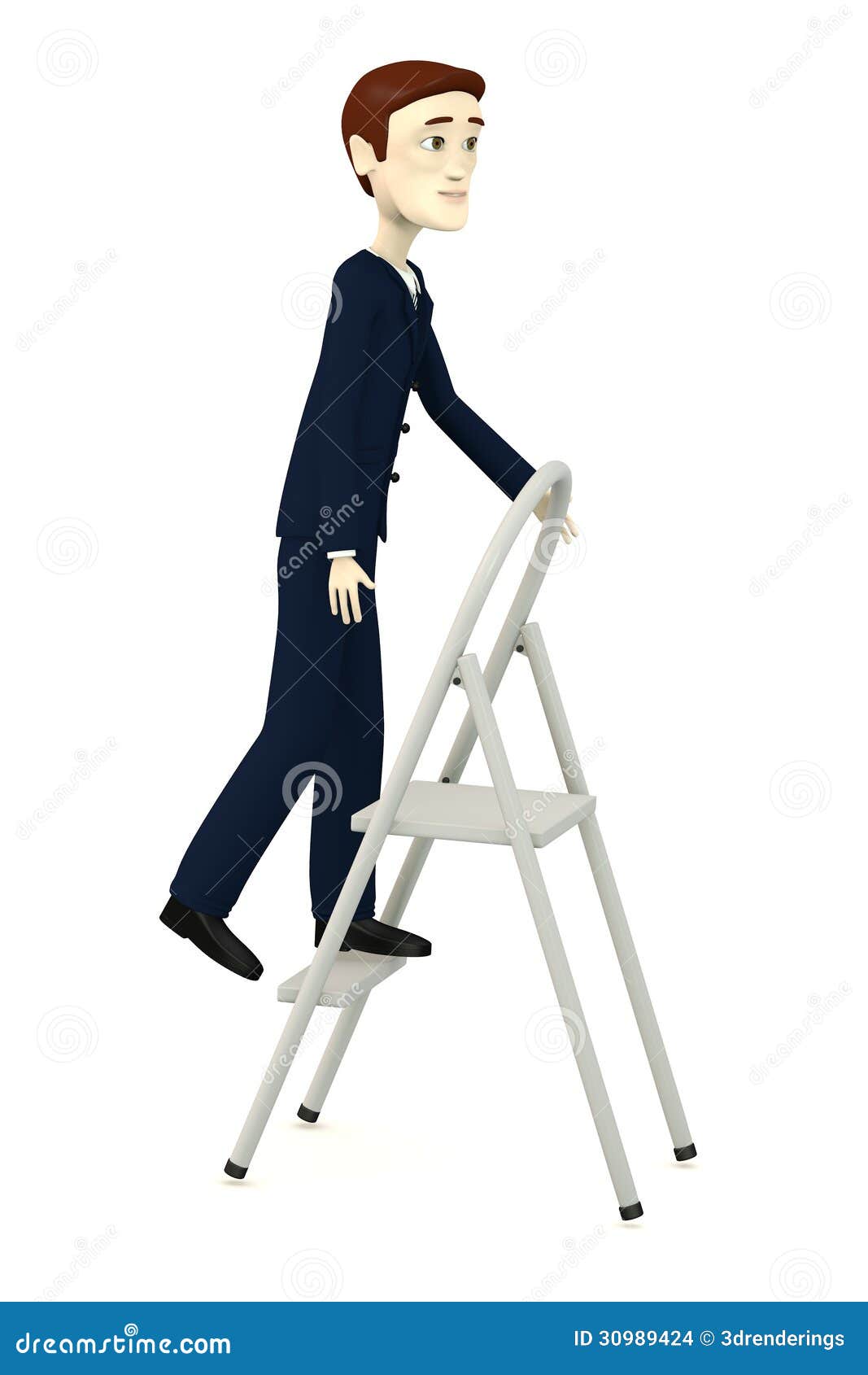 Cartoon Businessman on Ladder Stock Illustration - Illustration of toon ...