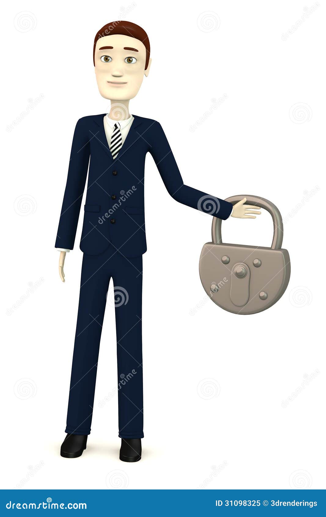 Cartoon Businessman with Lock Stock Illustration - Illustration of toon ...
