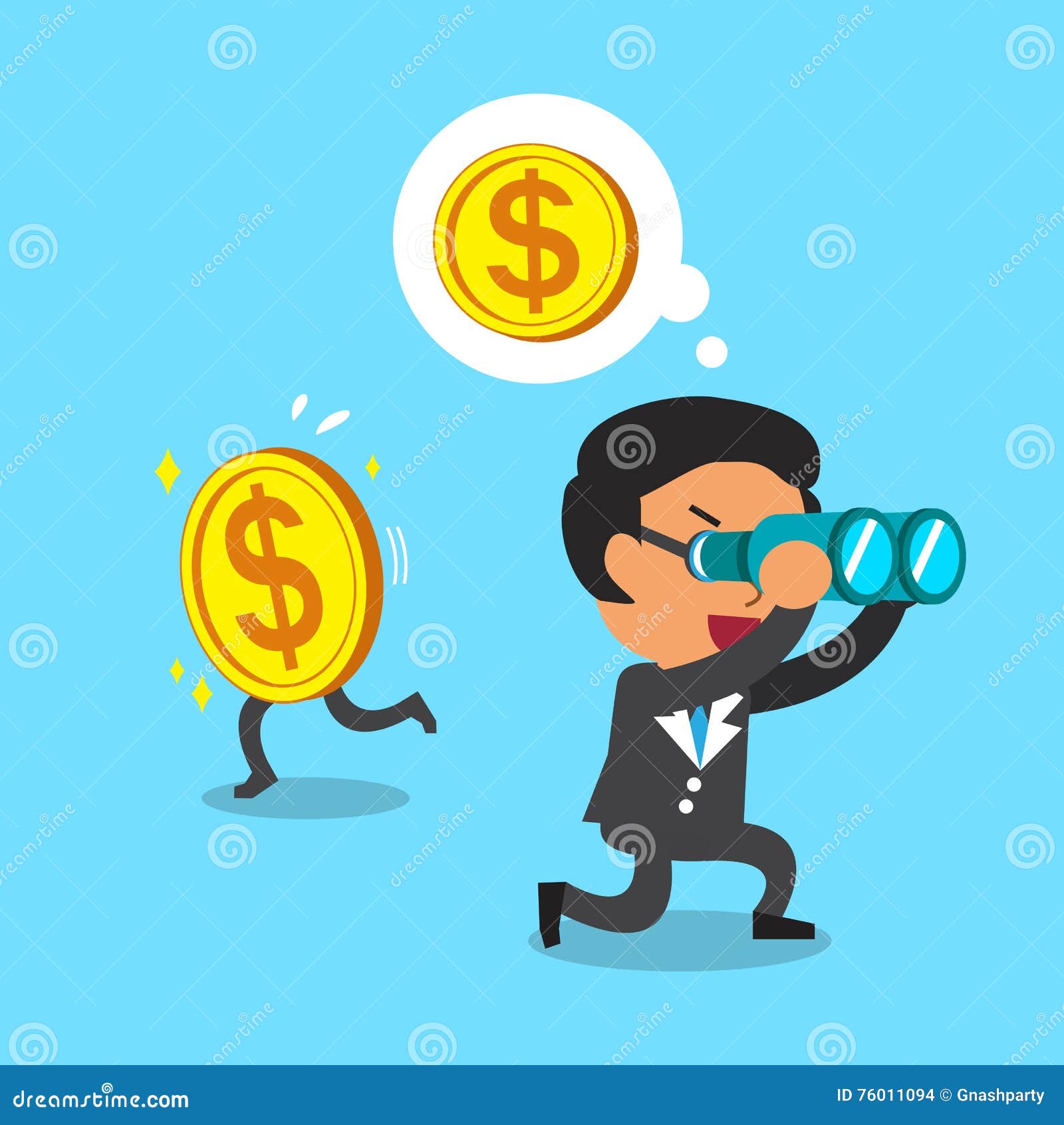 Cartoon Businessman Look for Money in Wrong Direction Stock Vector ...