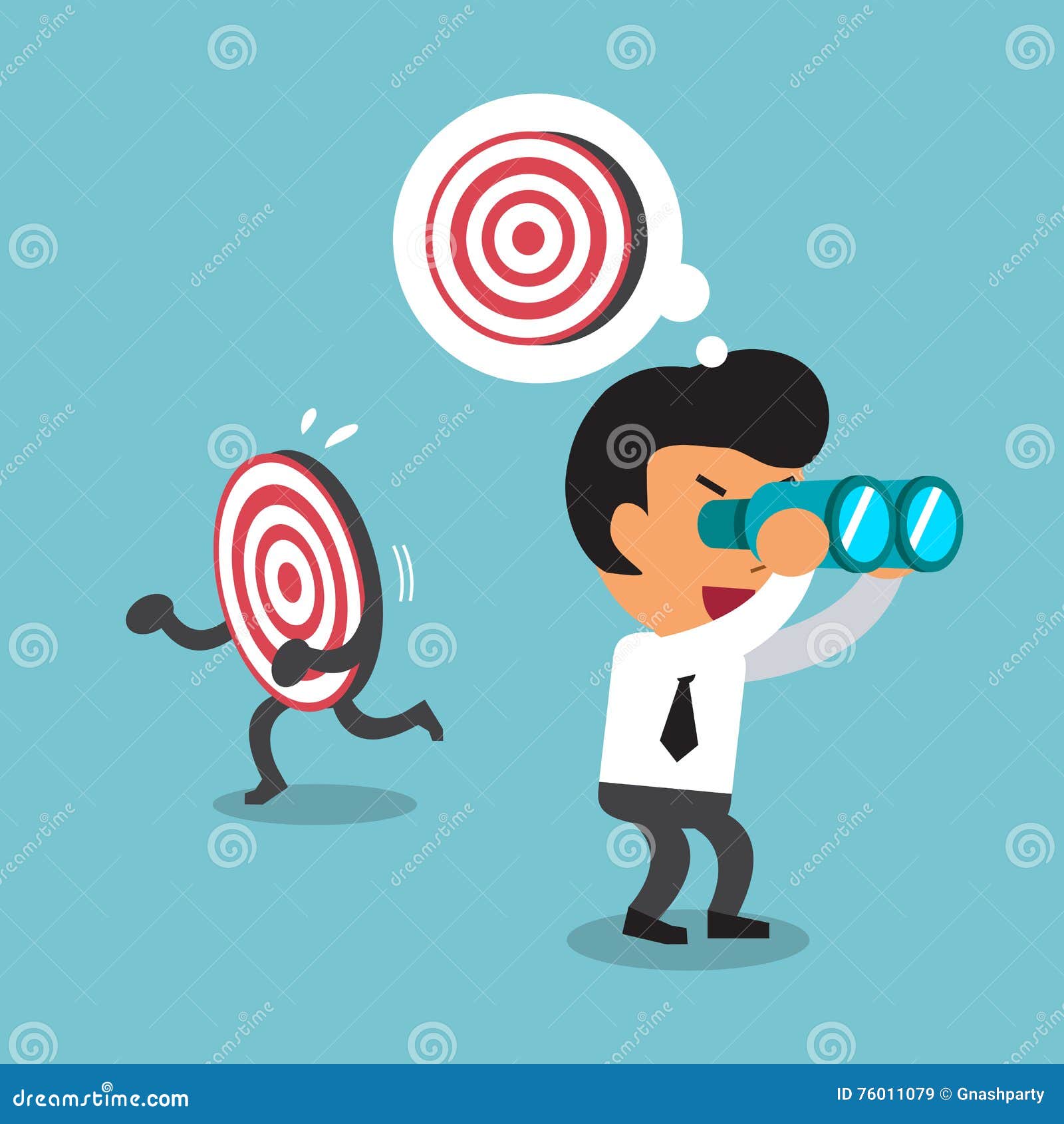 Cartoon Businessman Look for Target in Wrong Direction Stock Vector ...