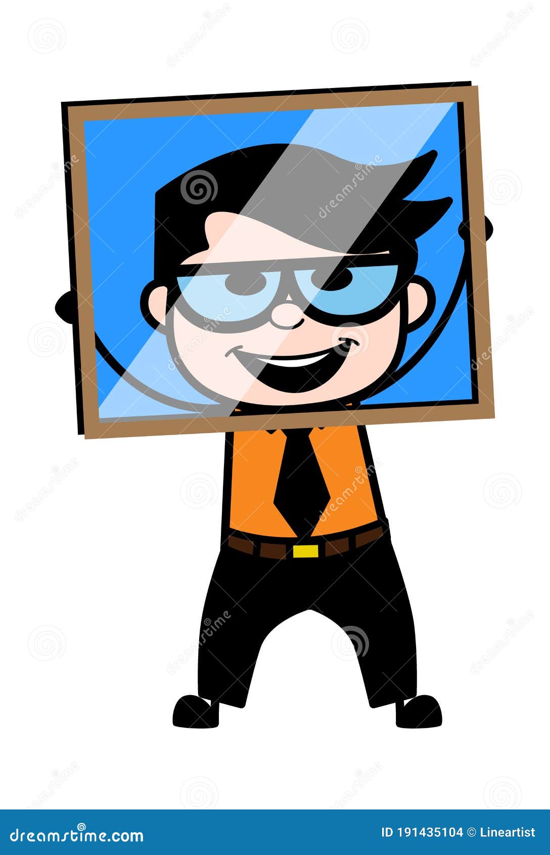 Cartoon Businessman Looking from Glass Frame Stock Illustration ...
