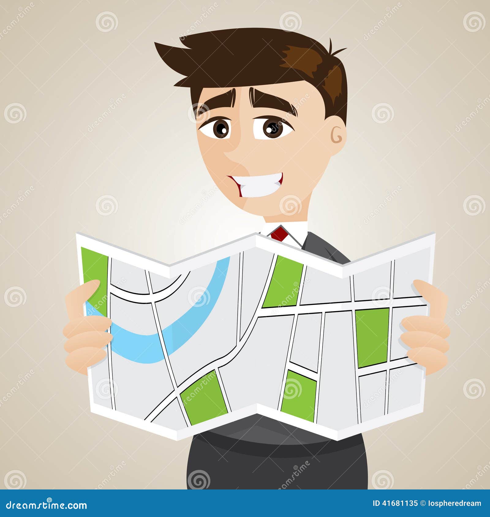 Cartoon Businessman Looking At Map | CartoonDealer.com #41681135