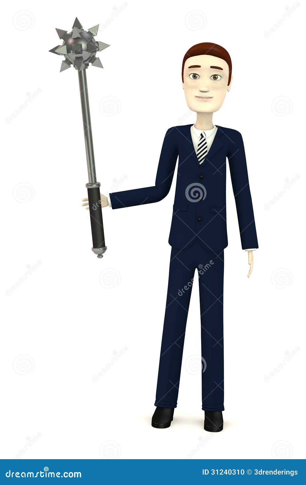 Cartoon Businessman with Mace Stock Illustration - Illustration of ...