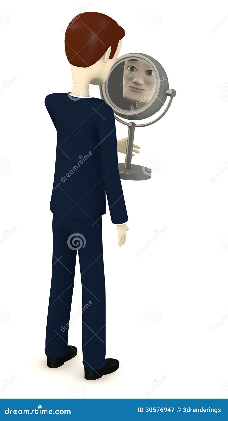 Cartoon Businessman with Mirror Stock Illustration - Illustration of ...