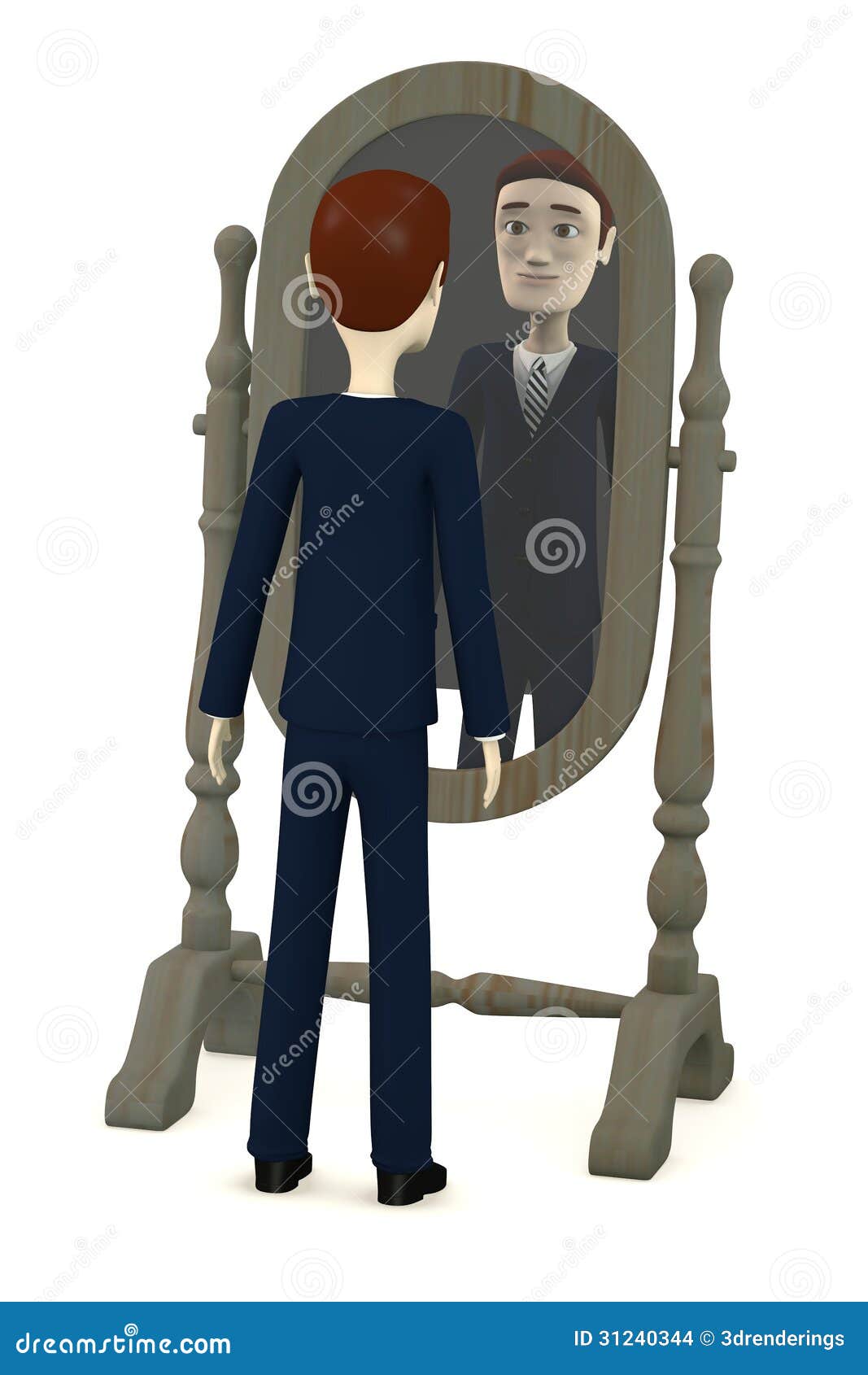 Cartoon Businessman with Mirror Stock Illustration - Illustration of ...
