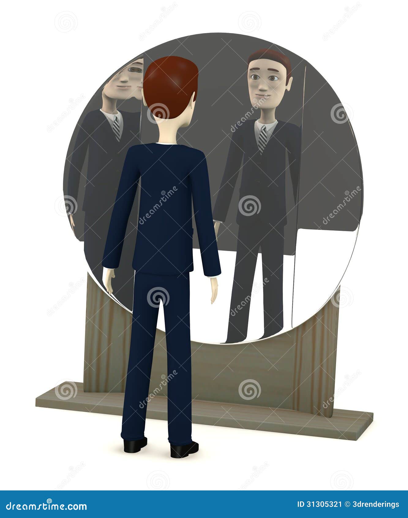 Cartoon Businessman with Mirror Stock Illustration - Illustration of ...