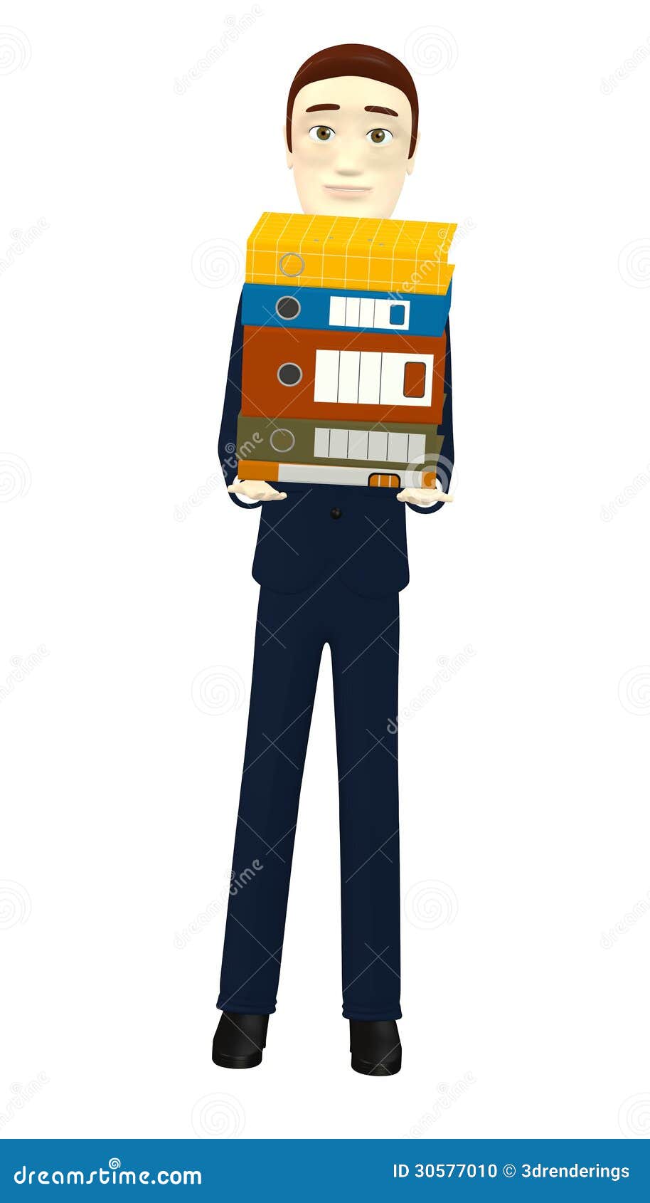 Cartoon Businessman with Office Files Stock Illustration - Illustration ...