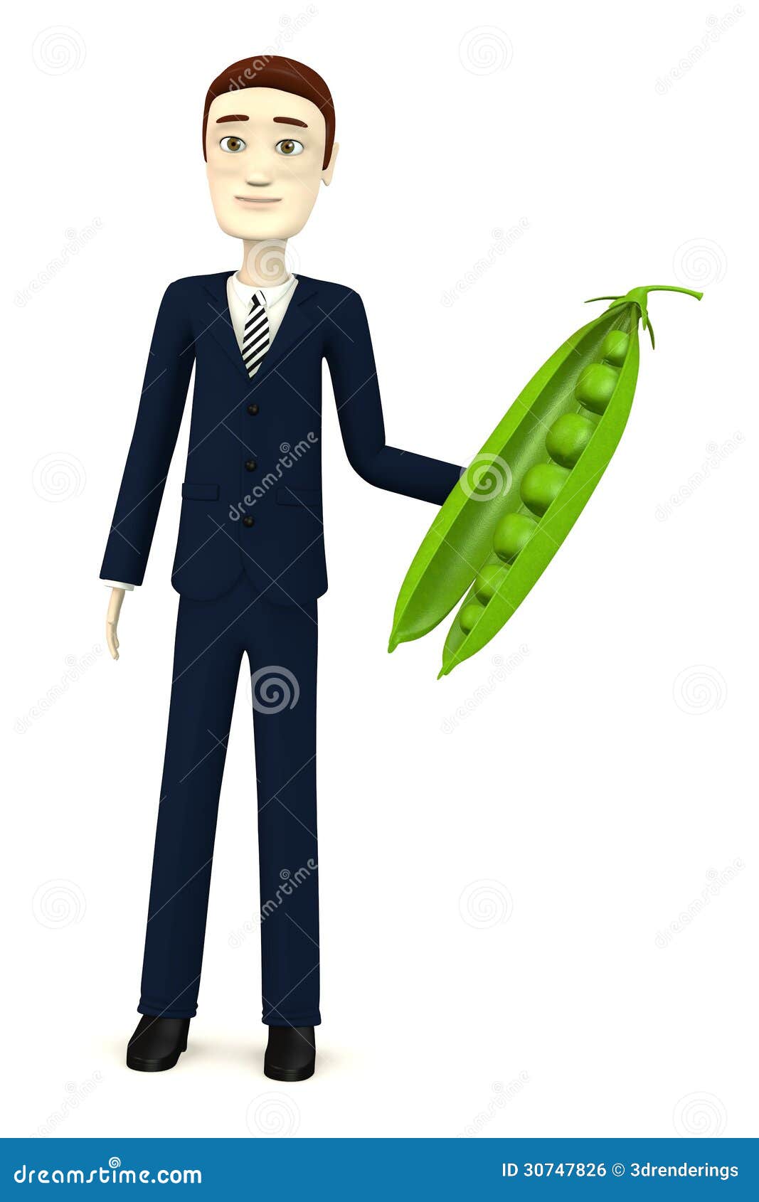 Cartoon Businessman with Pea Stock Illustration - Illustration of piece ...