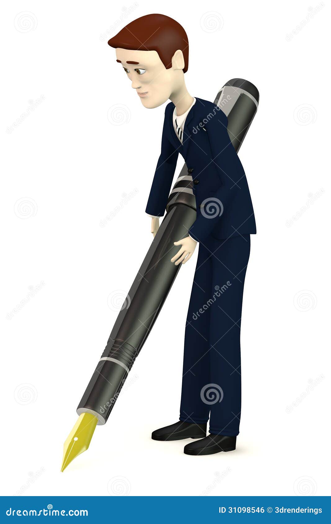 Cartoon Businessman with Pen Stock Illustration - Illustration of ...