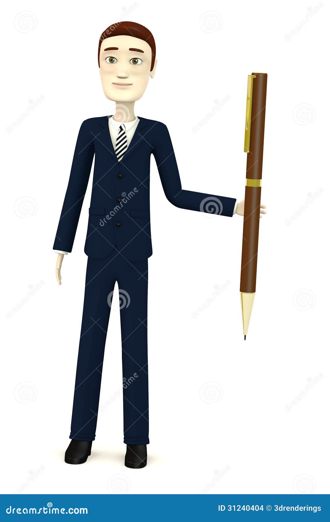 Cartoon Businessman with Pen Stock Illustration - Illustration of ...