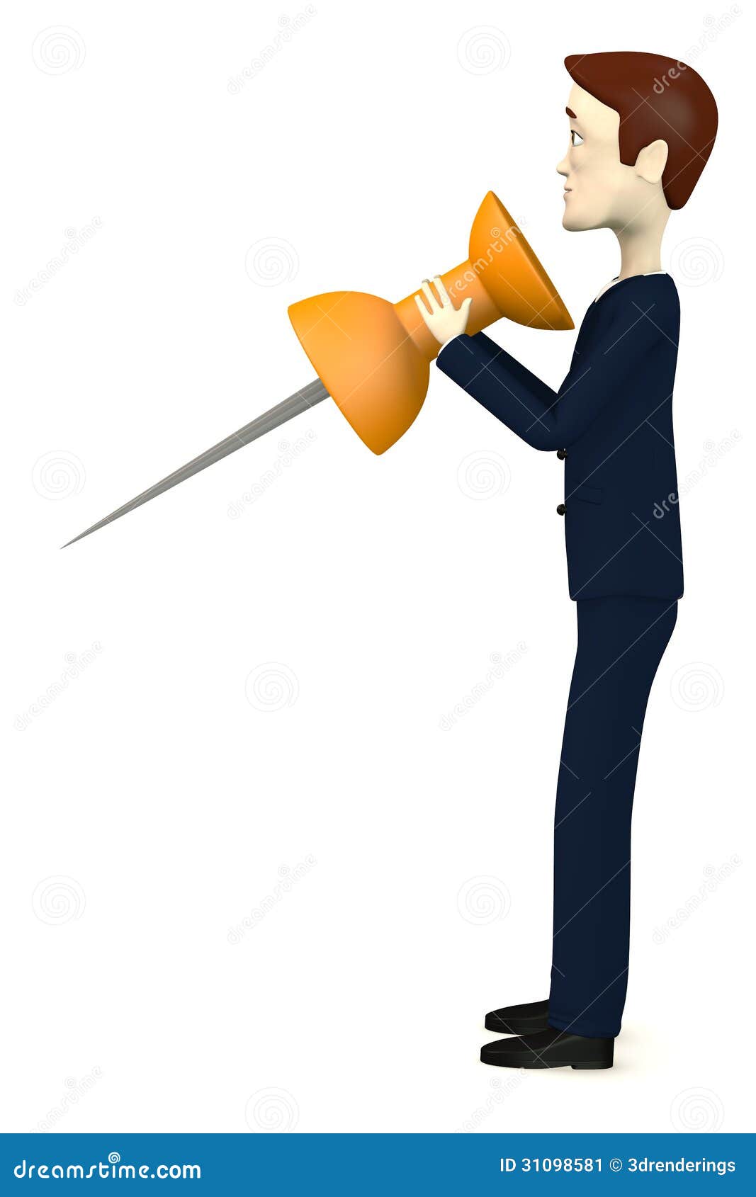 Cartoon Businessman with Pin Stock Illustration - Illustration of young ...