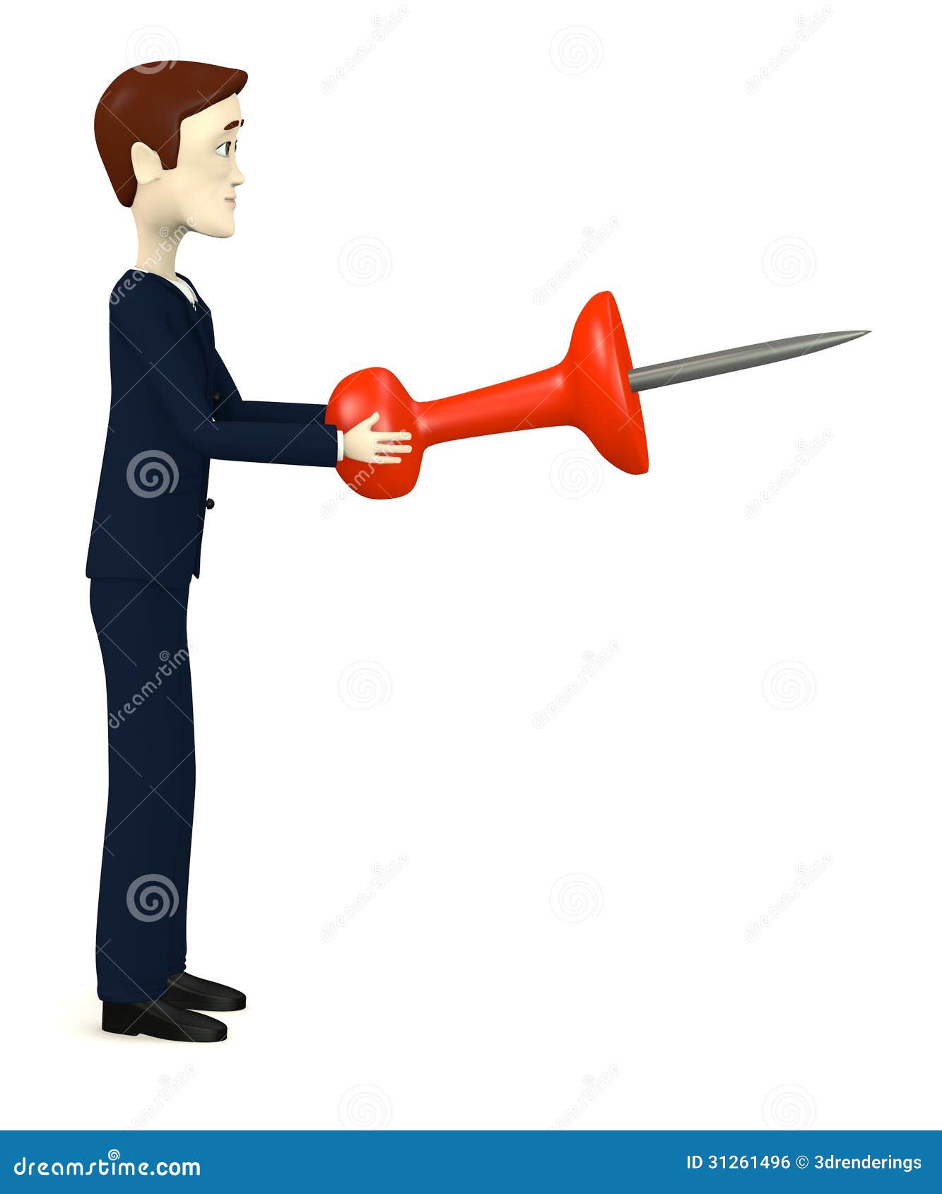 Cartoon Businessman with Pin Stock Illustration - Illustration of ...