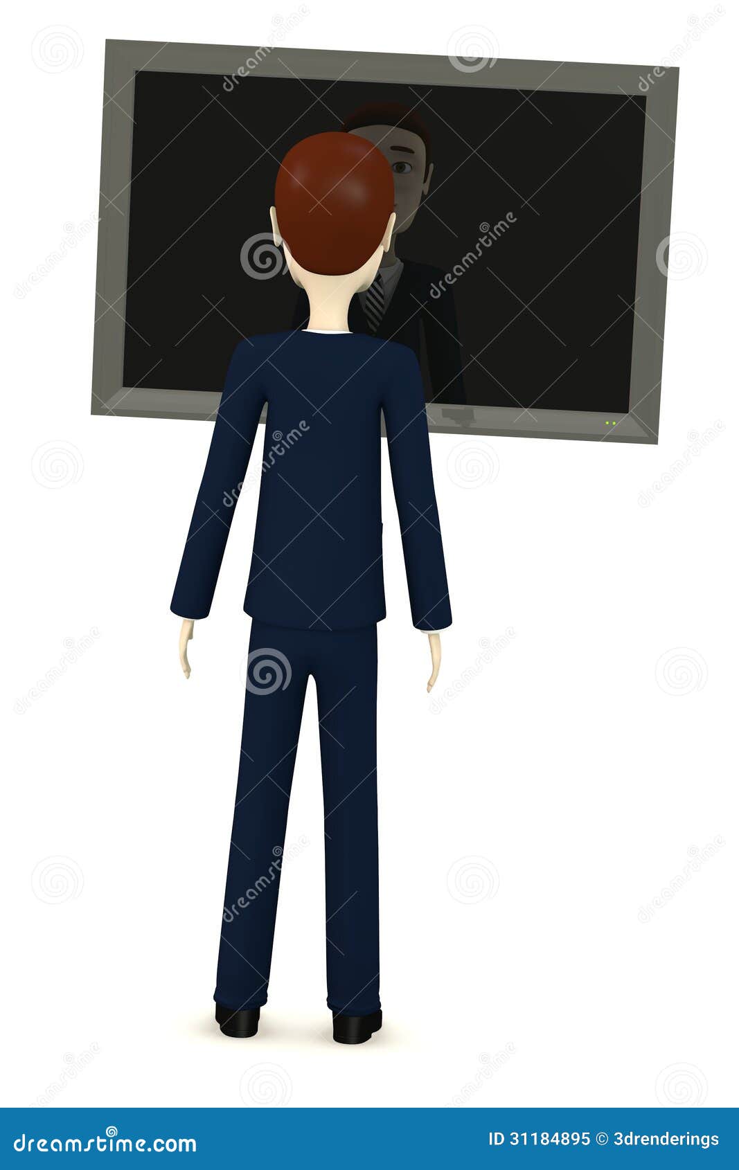 Cartoon Businessman with Plasma Screen Stock Illustration ...