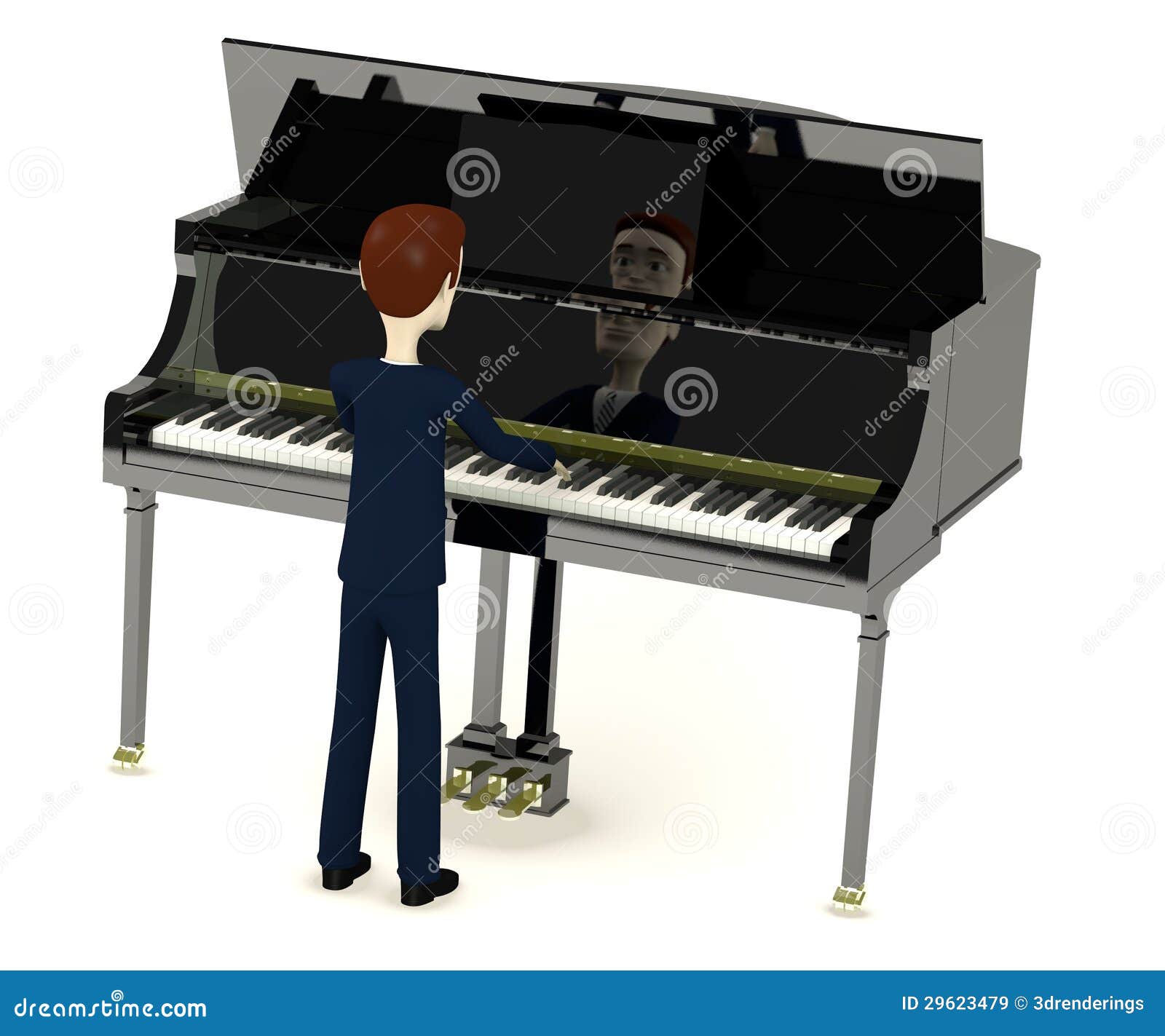 Cartoon Businessman Playing on Clavier Stock Illustration ...