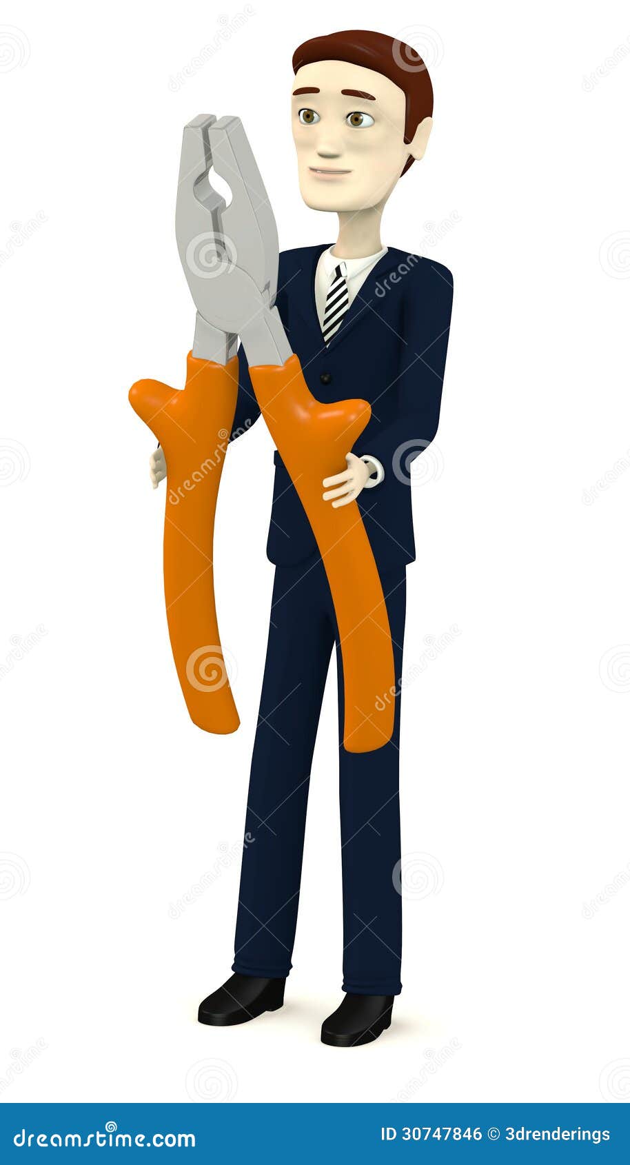 Cartoon Businessman with Pliers Stock Illustration - Illustration of ...