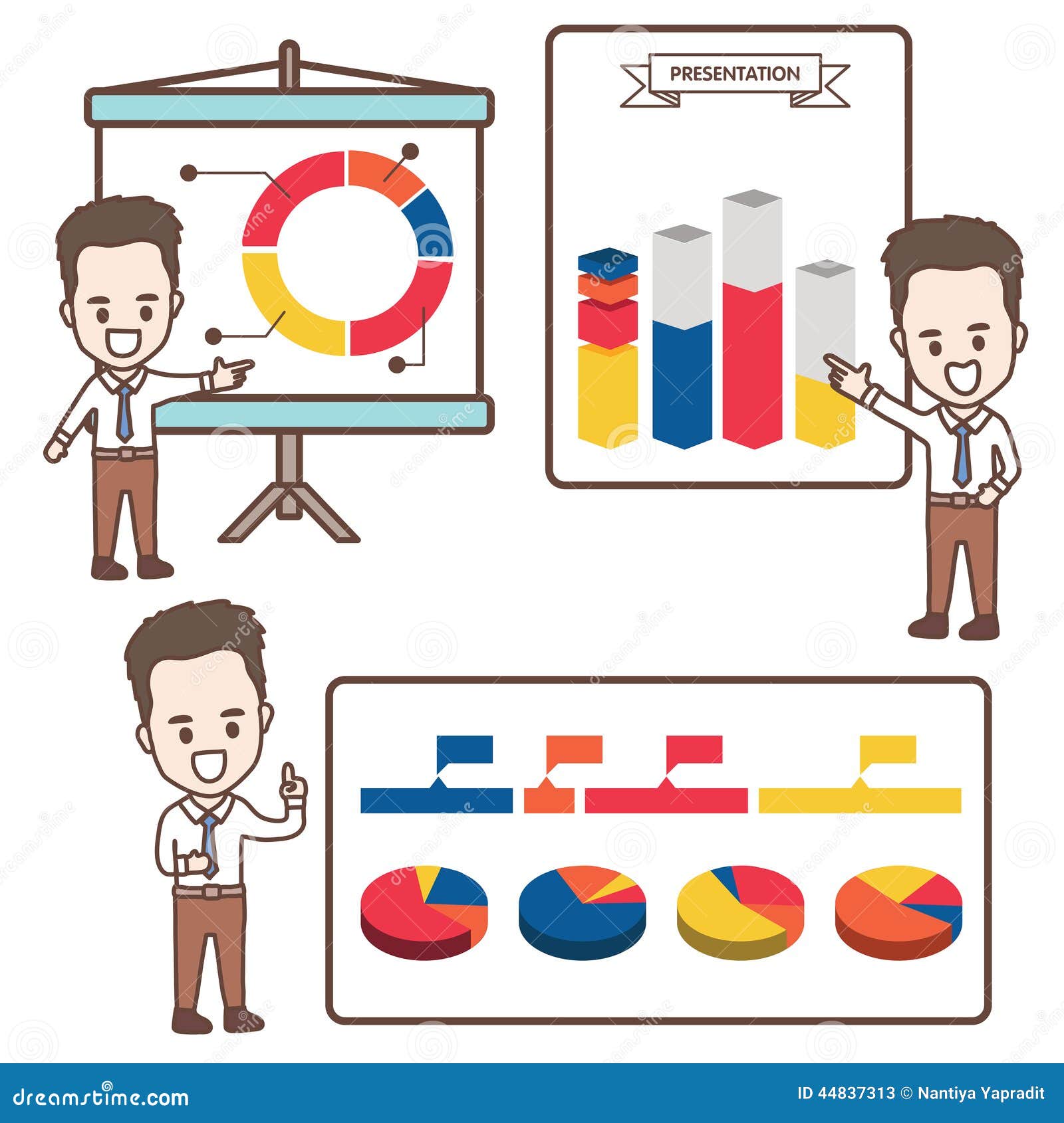 Cartoon Businessman Presentation with Infographic Stock Vector ...