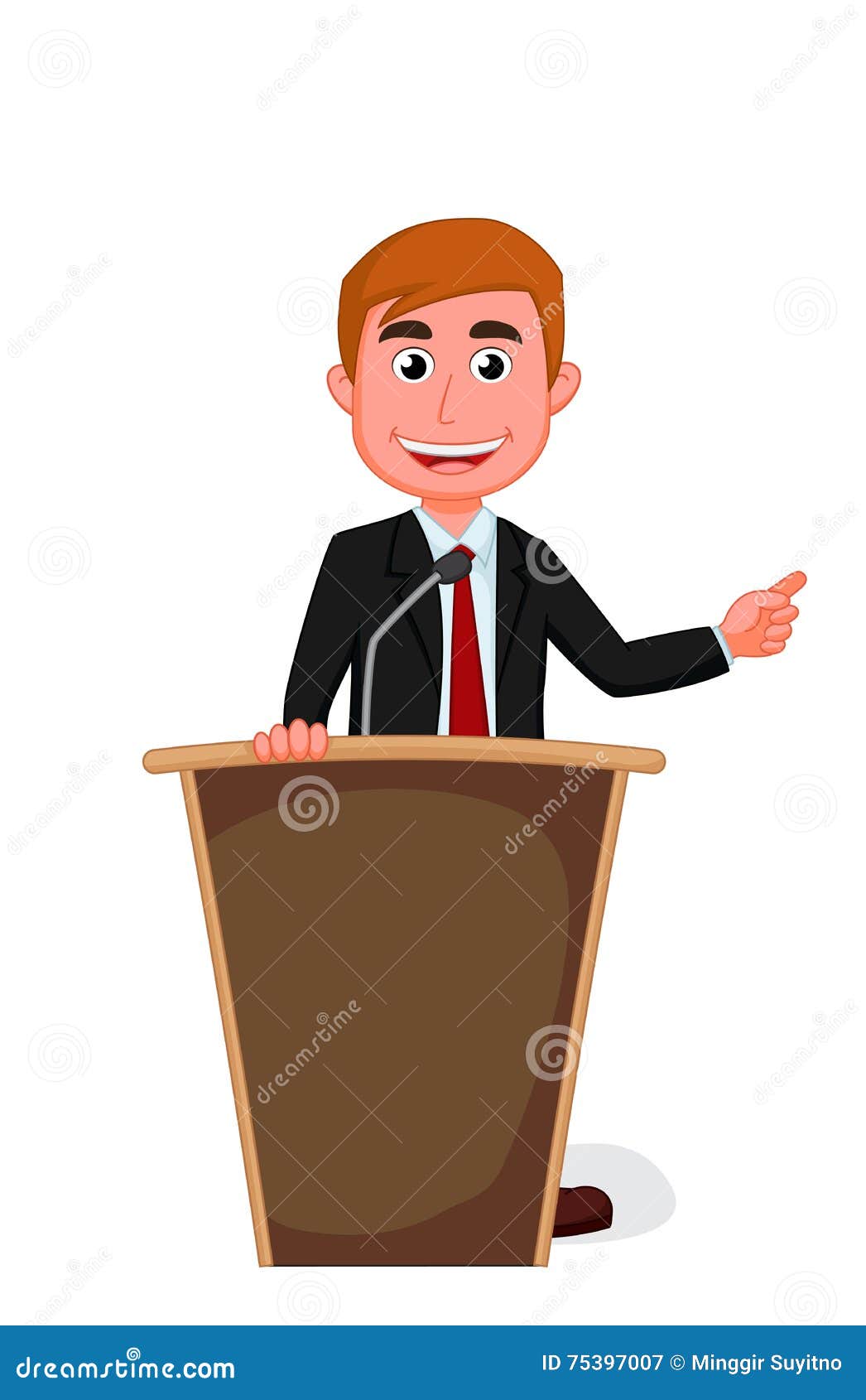 Cartoon Businessman Presentation on Podium Stock Vector - Illustration ...