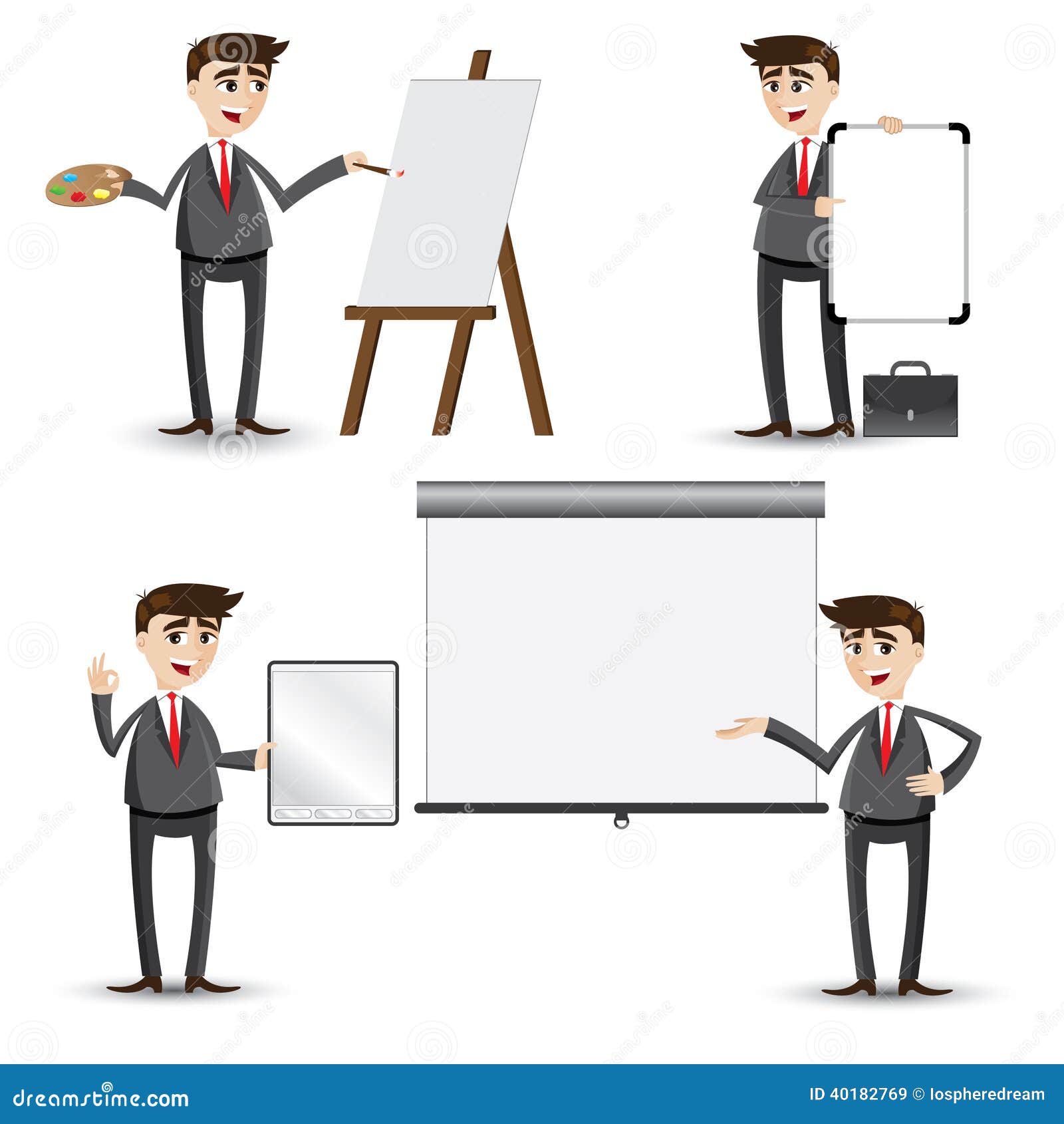 Businessman Presentation Structure Mindmap Cartoon Vector ...