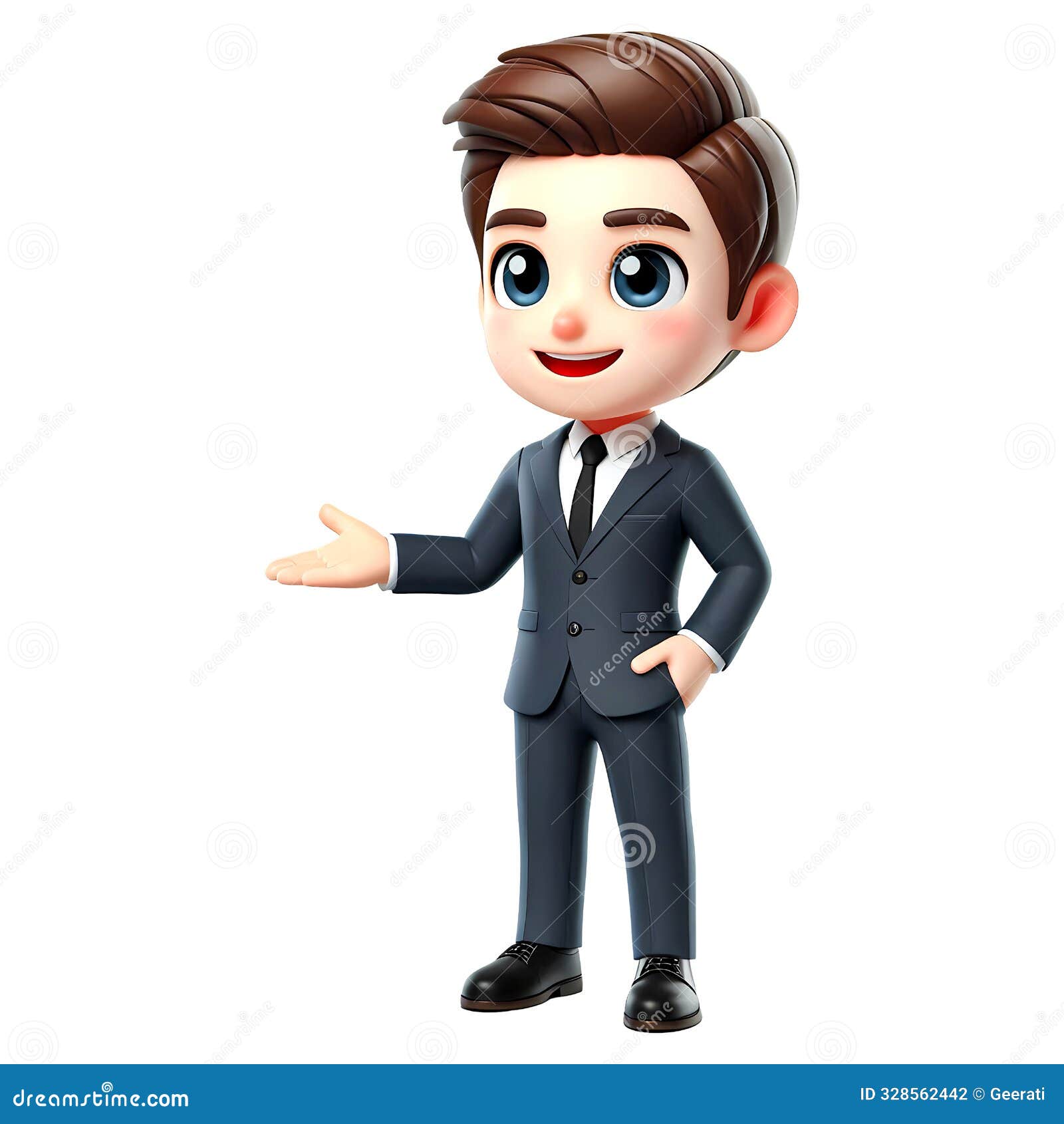 Cartoon Businessman in Presenting Pose Stock Photo - Illustration of ...