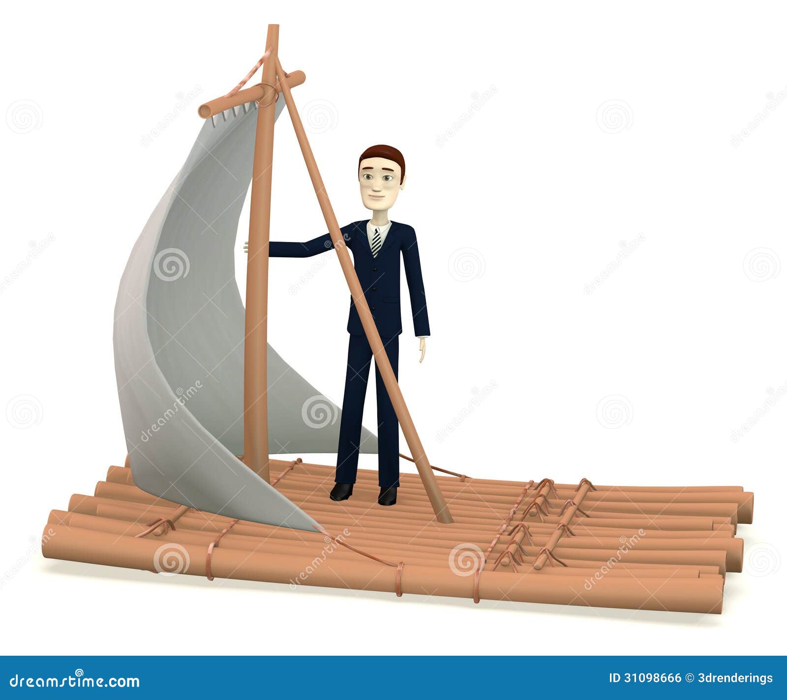 Cartoon Businessman on Raft Stock Illustration - Illustration of toon ...