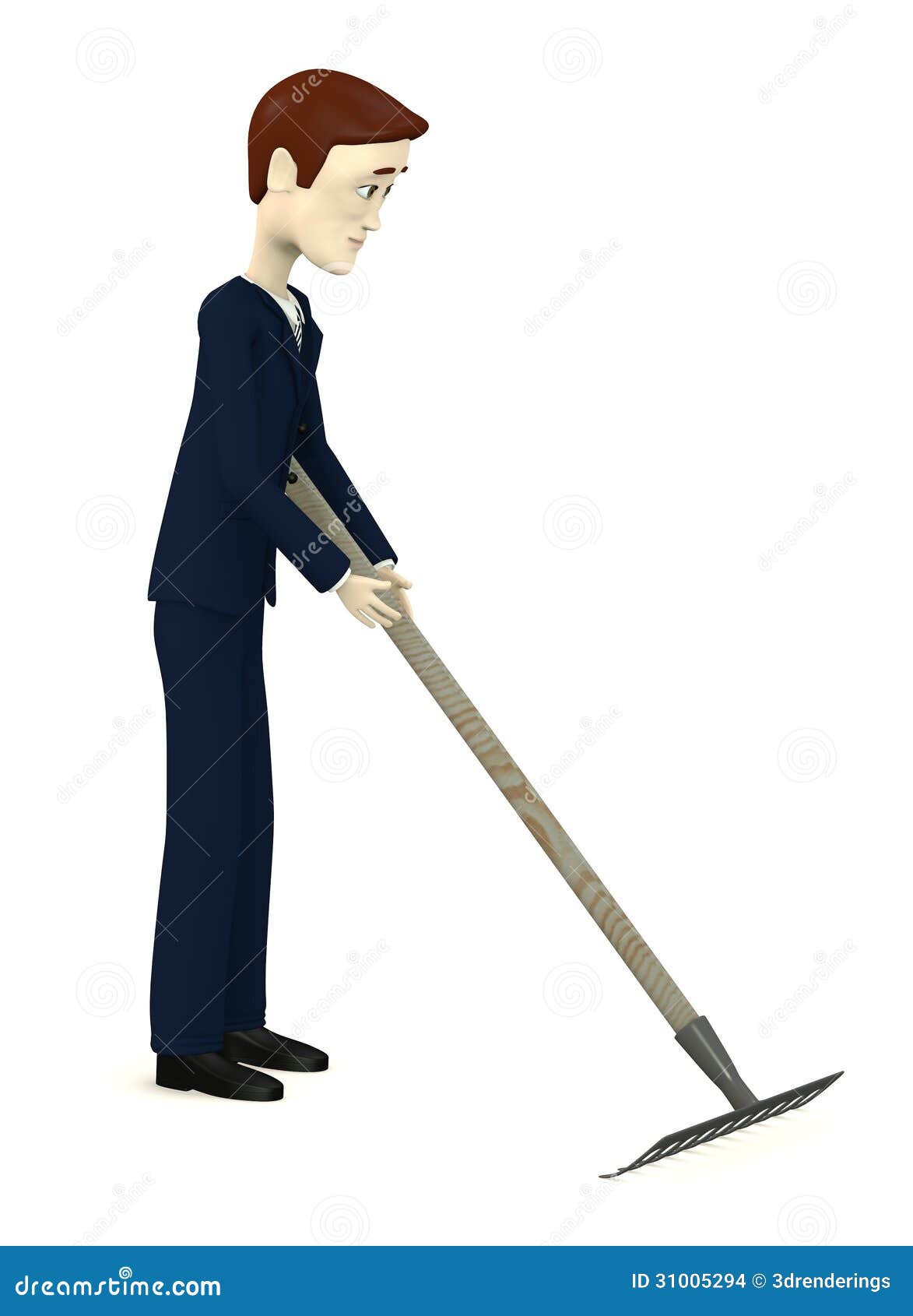 Cartoon Businessman with Rake Stock Illustration - Illustration of ...