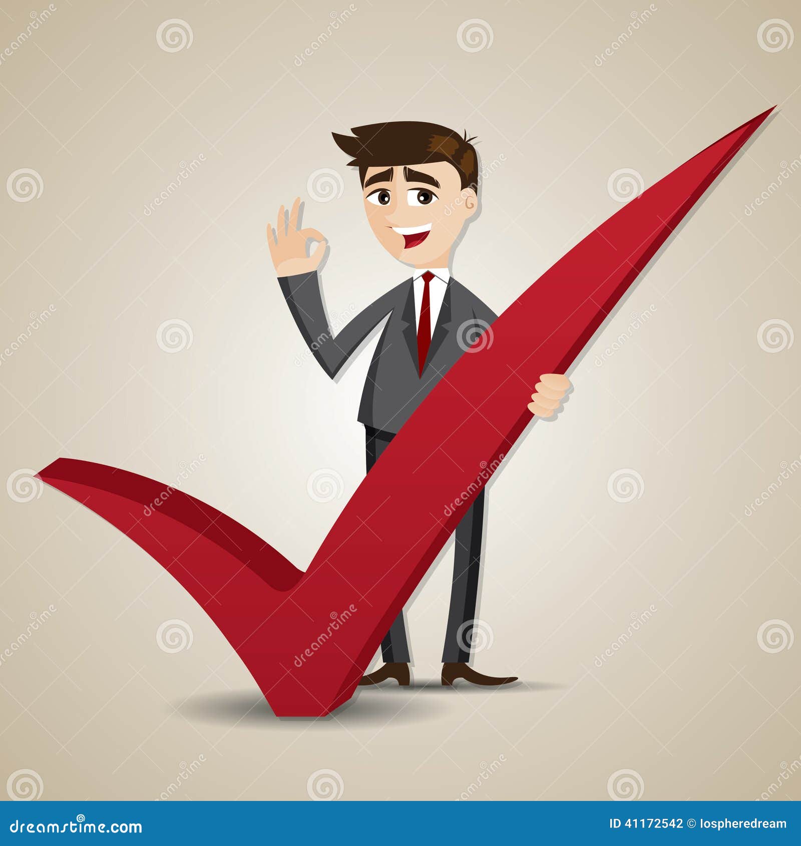 Cartoon Businessman with Right Mark Stock Vector - Illustration of ...
