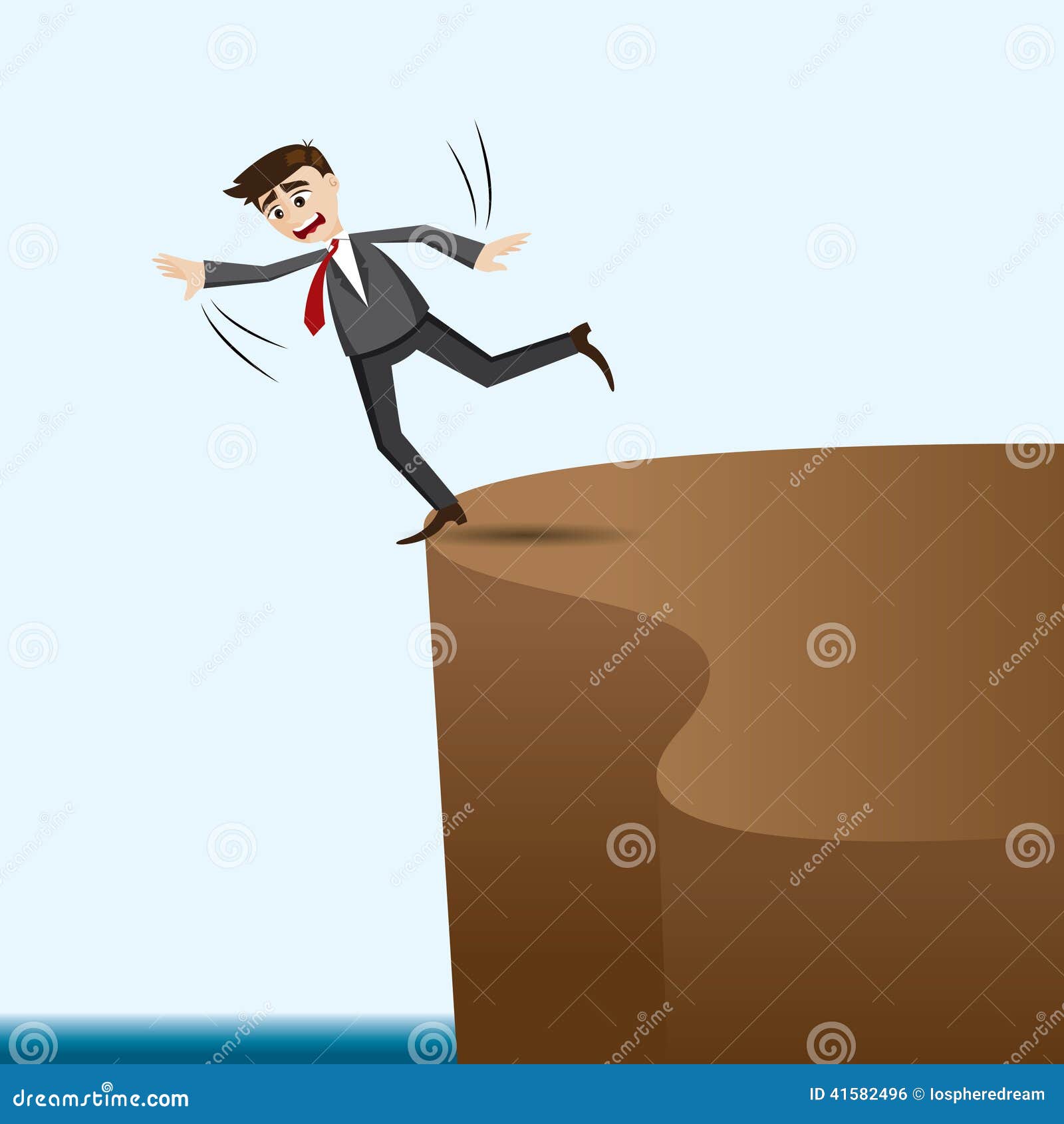 Cartoon Businessman Risky on Cliff Stock Vector - Illustration of ...