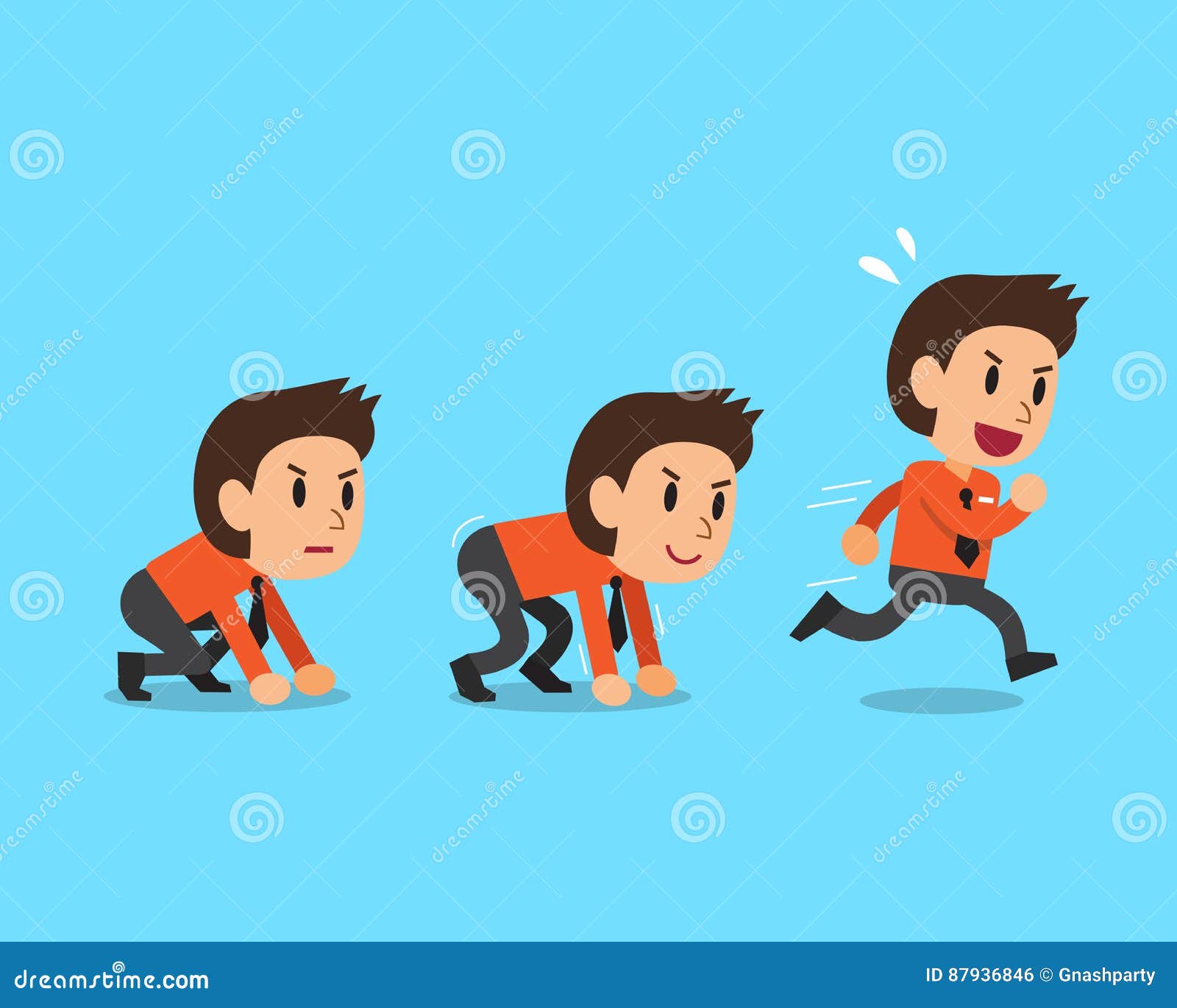 Cartoon Businessman Running Step Stock Vector - Illustration of move ...