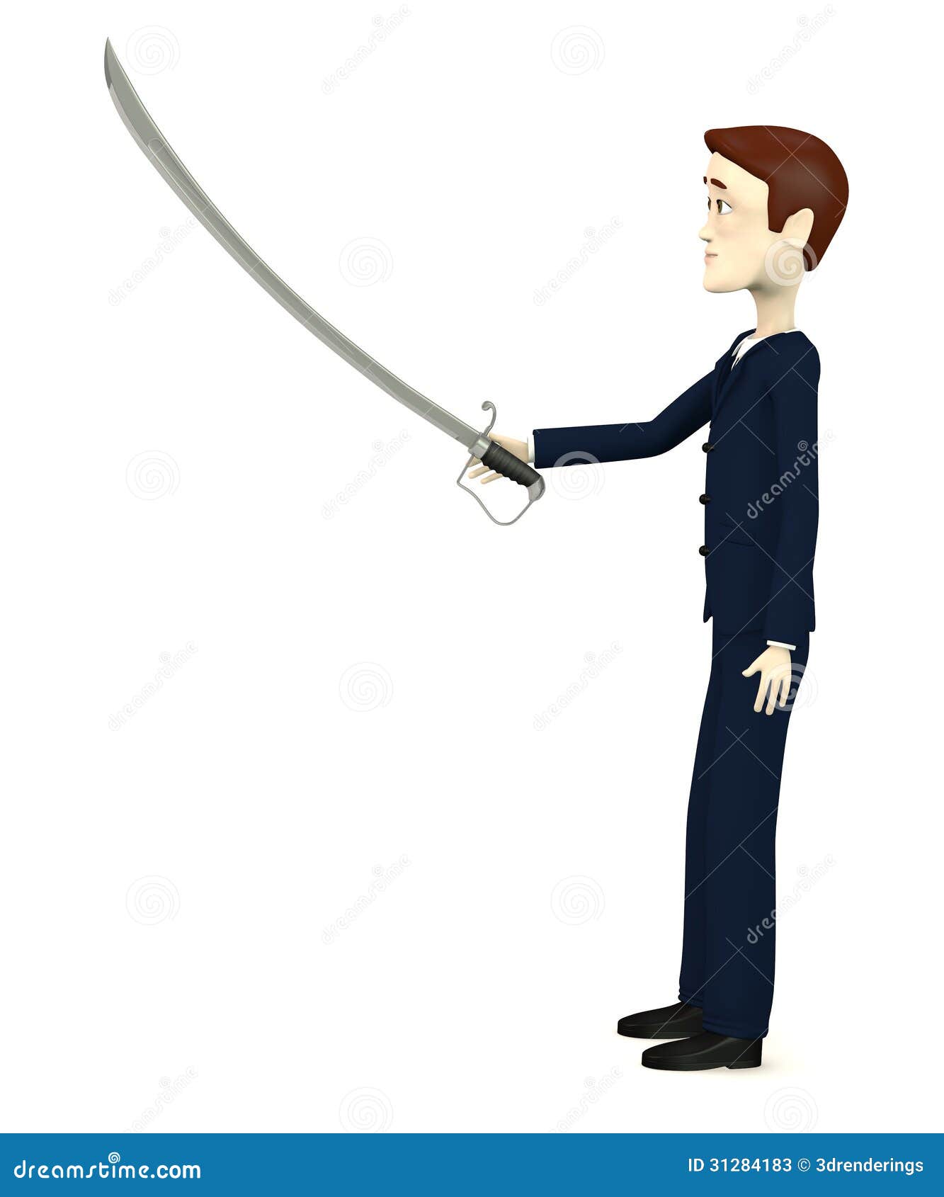 Cartoon Businessman with Sabre Stock Illustration - Illustration of ...
