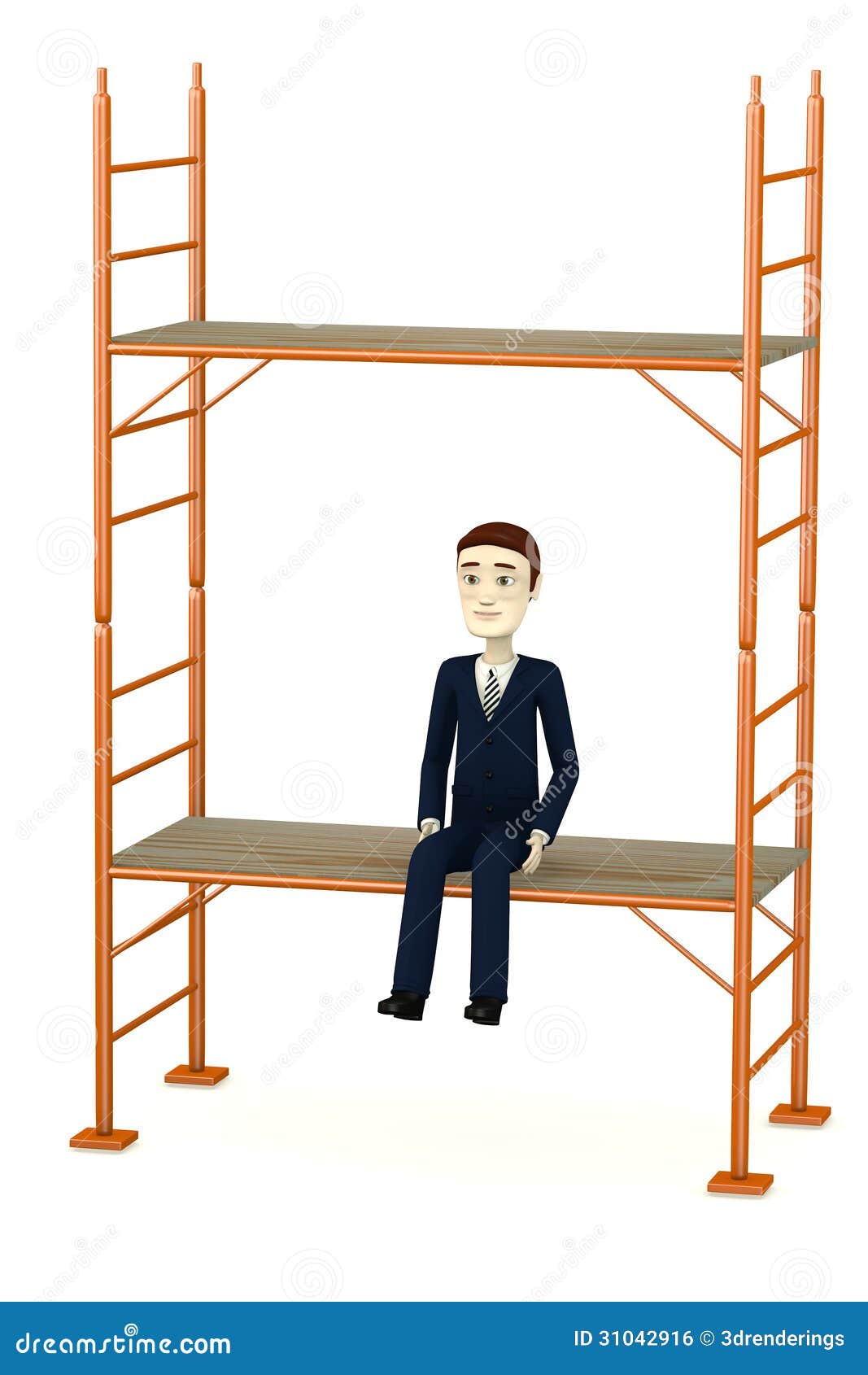 Cartoon Businessman with Scaffold Stock Illustration - Illustration of ...