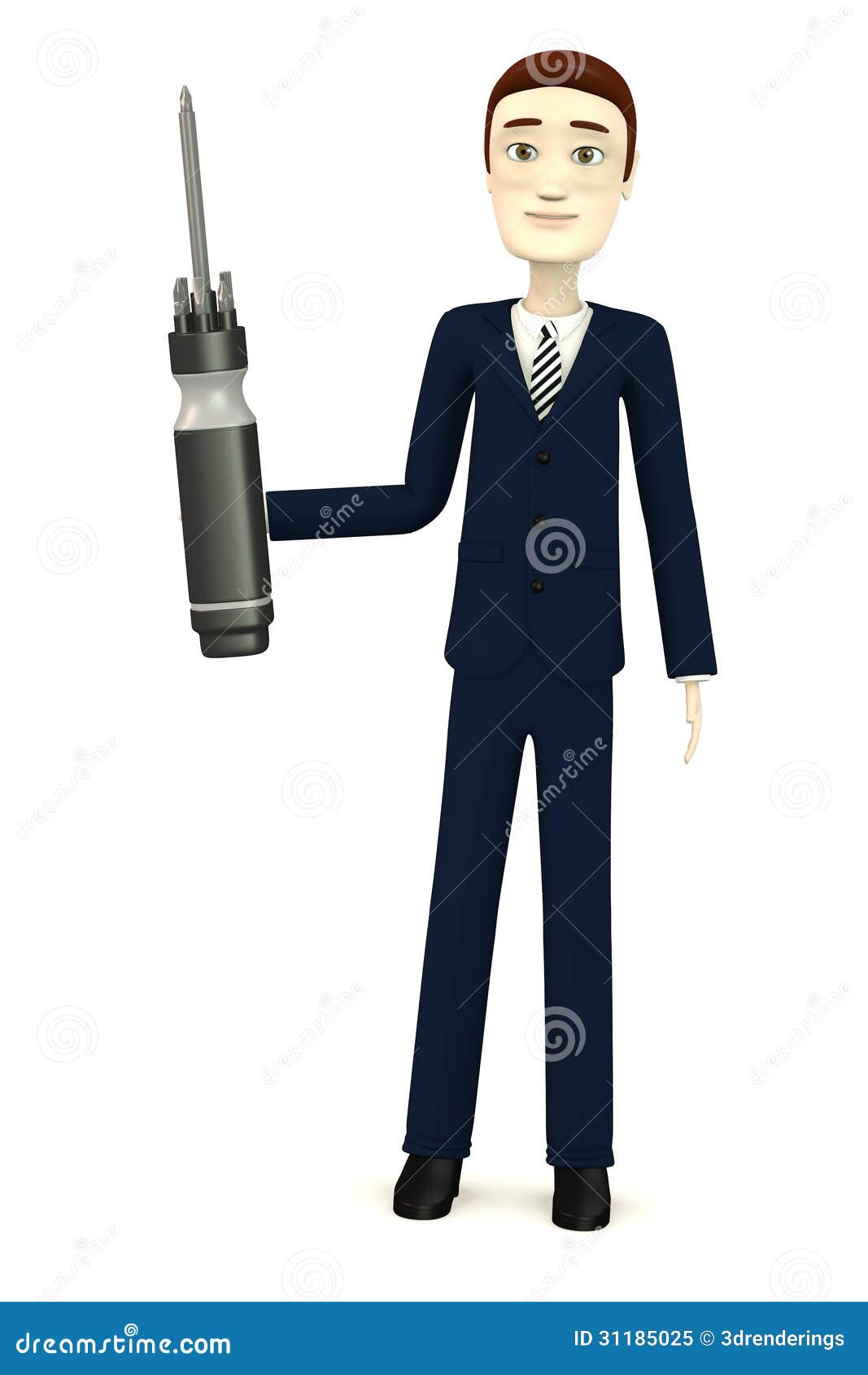Cartoon Businessman with Screwdriver Stock Illustration - Illustration ...