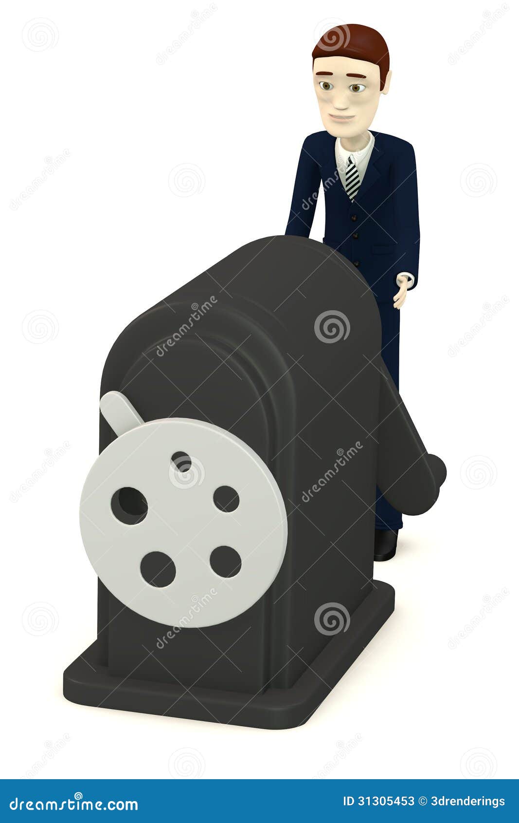 Cartoon Businessman with Sharpener Stock Illustration - Illustration of ...