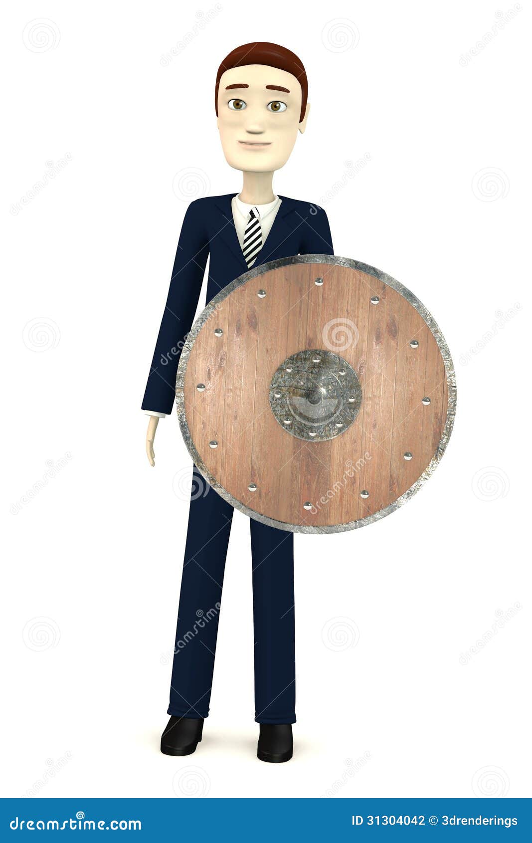 Cartoon Businessman with Shield Stock Illustration - Illustration of ...