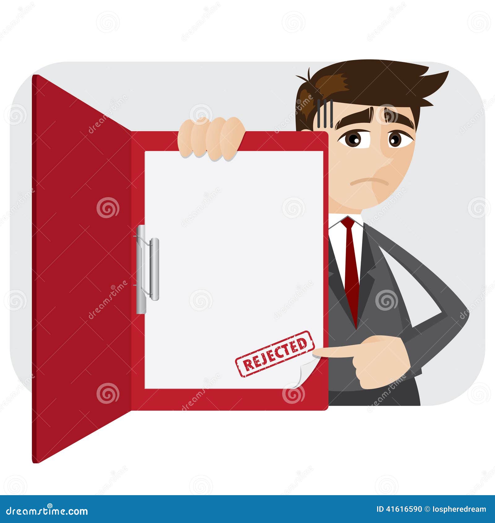 Cartoon Businessman Showing Rejected Document in Folder Stock ...