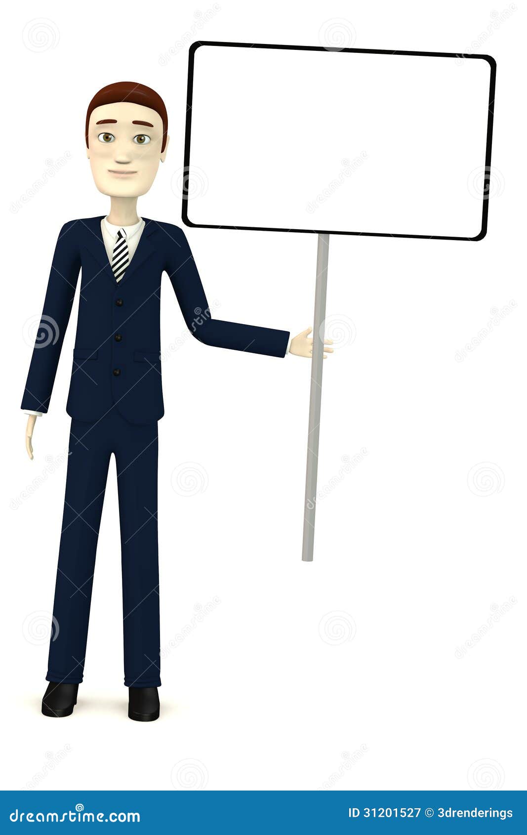 Cartoon Businessman with Sign Stock Illustration - Illustration of ...