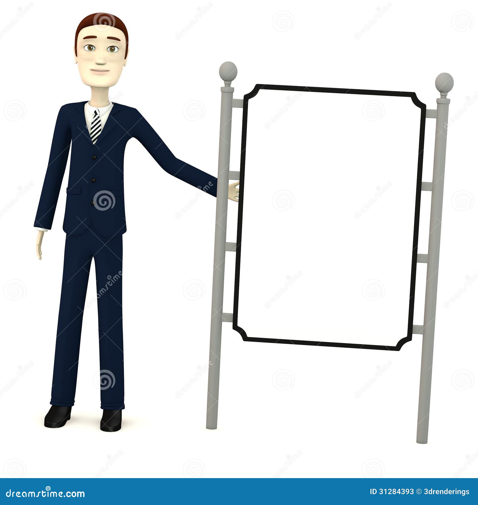 Cartoon Businessman with Sign Stock Illustration - Illustration of sign ...