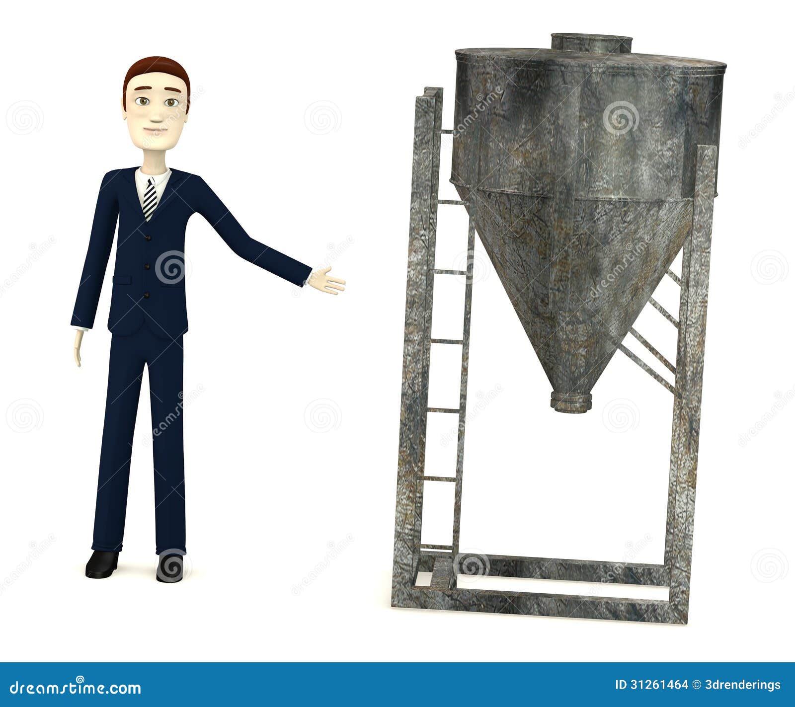 Cartoon Businessman with Silo Stock Illustration - Illustration of ...