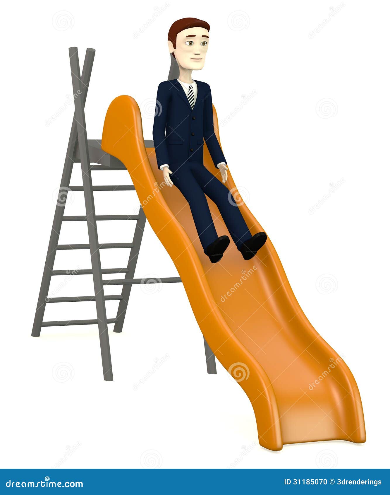 Cartoon Businessman on Slide Stock Illustration - Illustration of play ...