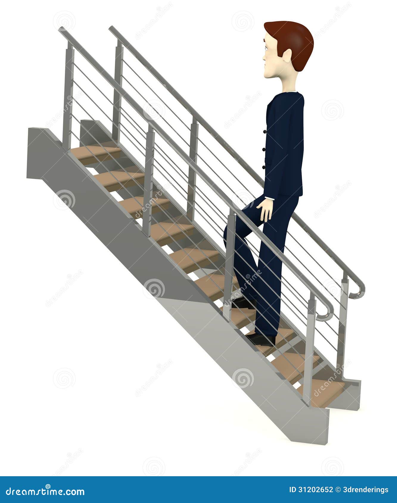 Cartoon Businessman on Stairs Stock Illustration - Illustration of ...